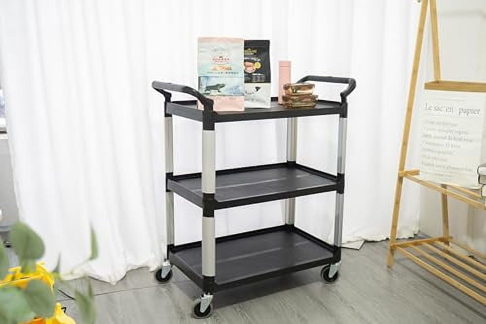 Matthew Plastic Large Utility Carts with Wheels,Heavy Duty 400lbs Capacity Rolling Service Cart ...
