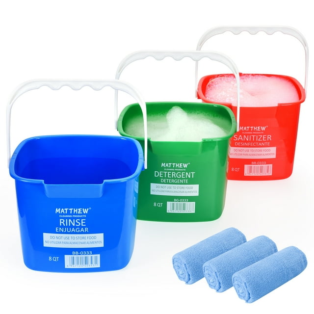 Matthew Red&Green&Blue Detergent and Sanitizing Cleaning Bucket 8 Quart ...