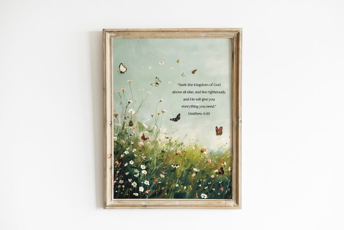 Matthew Six Thirty Three Wildflower Scripture Poster, Unframed Size ...