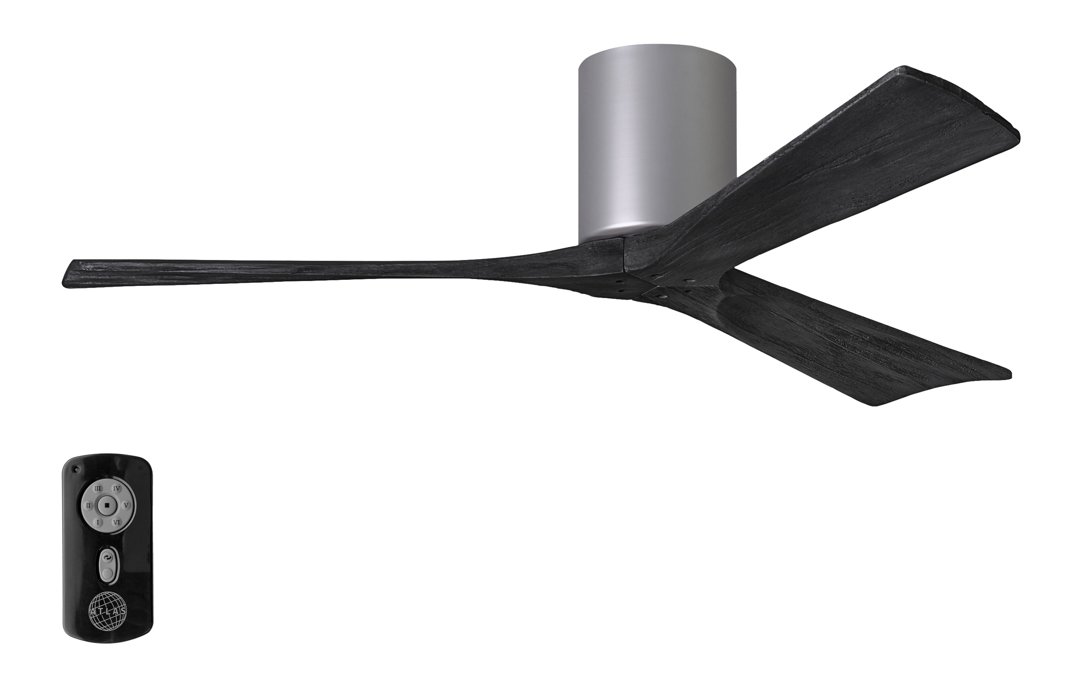 Matthews Fan Company IR3H-BN-BK-52 Irene 52" Brushed Nickel Hugger Ceiling Fan with 3 Matte ...