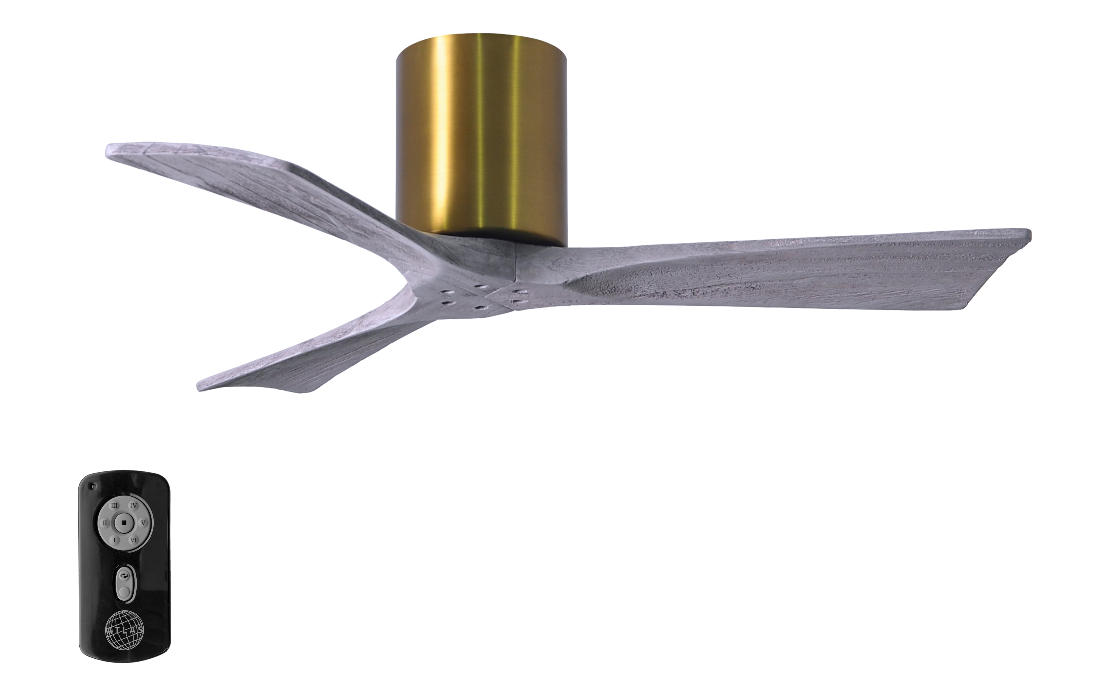 Matthews Fan Company IR3H-BRBR-BW-42 Irene 42" Brushed Brass Hugger ...