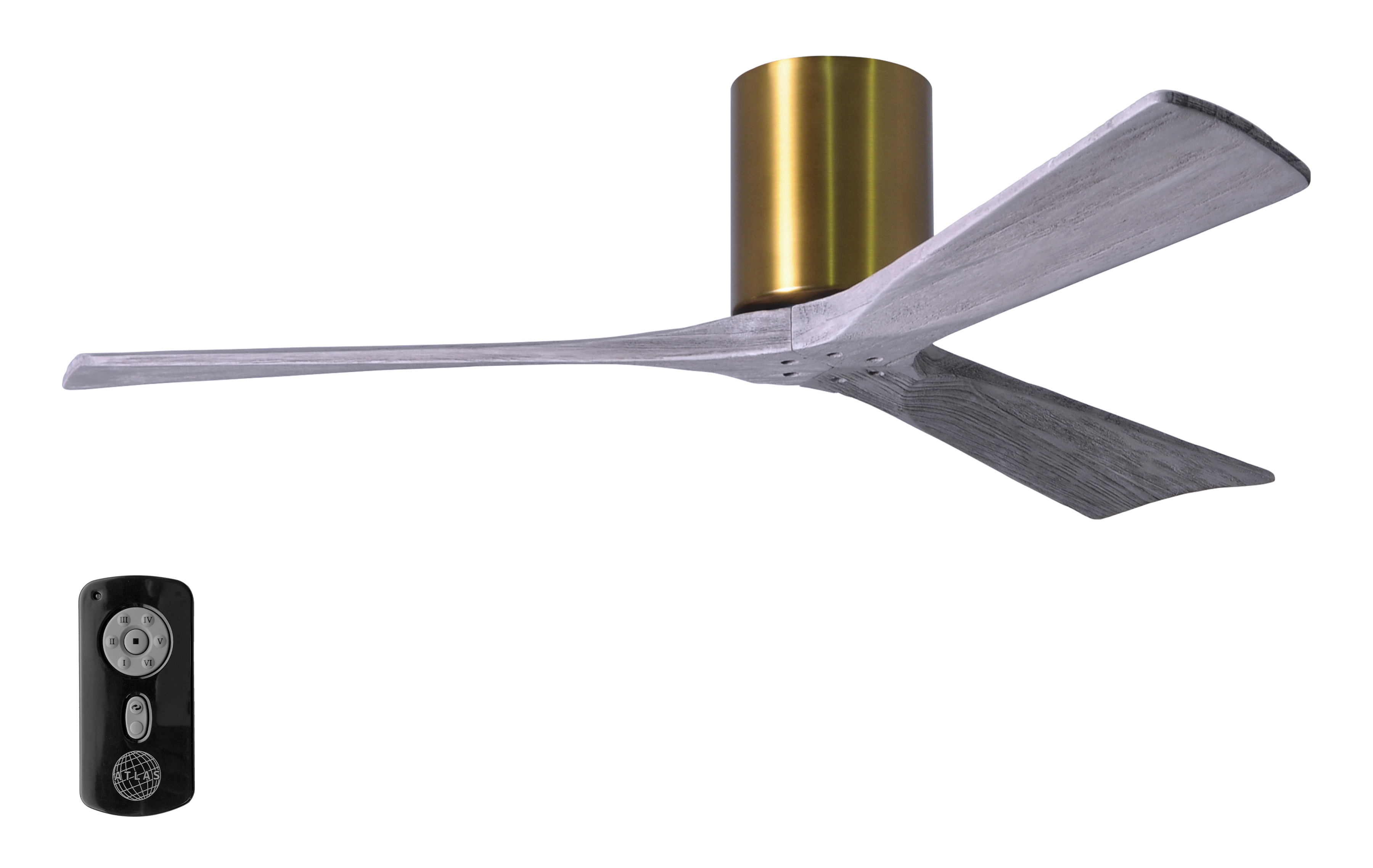 Matthews Fan Company IR3H-BRBR-BW-52 Irene 52" Brushed Brass Hugger ...