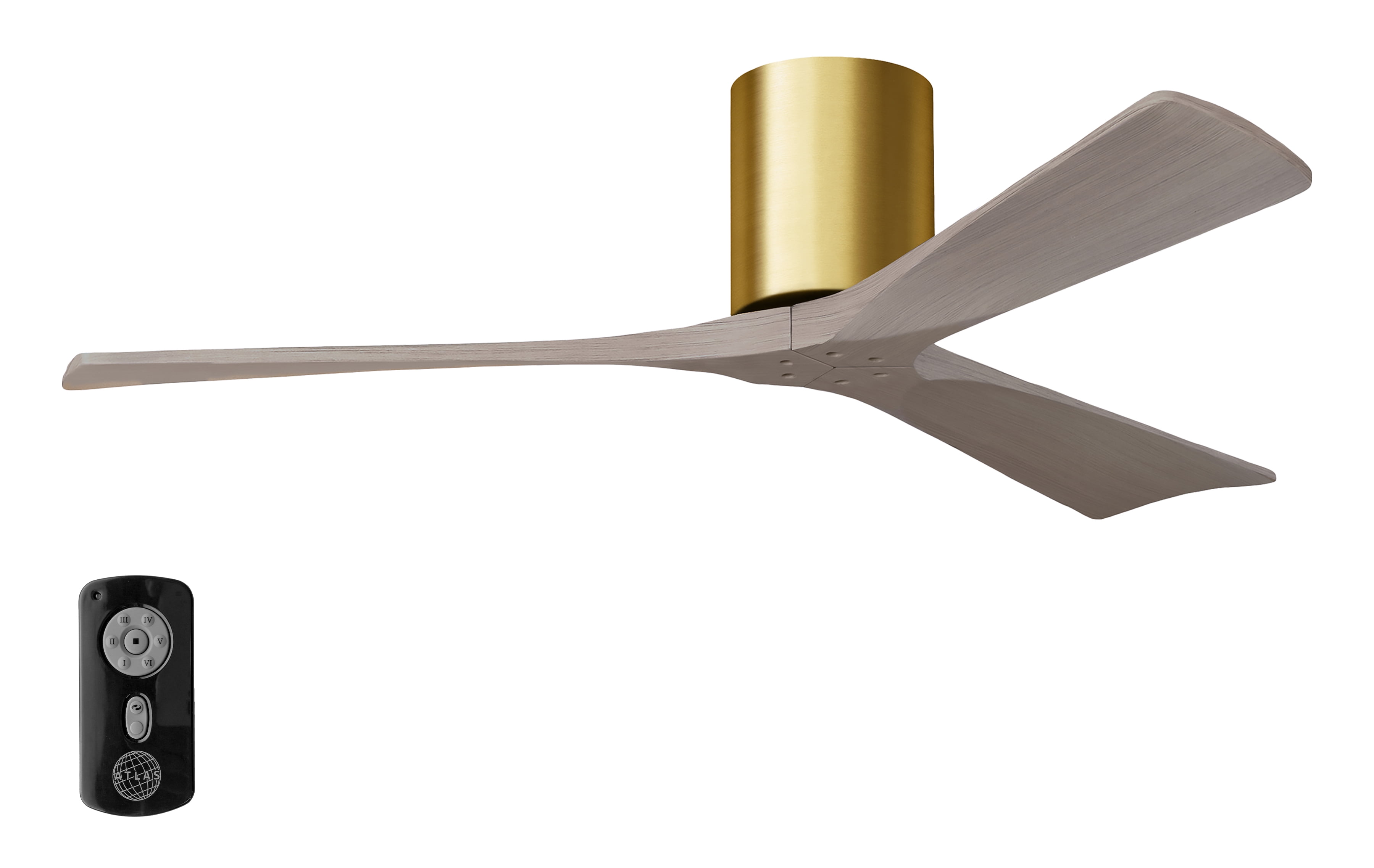 Matthews Fan Company IR3H-BRBR-GA-52 Irene 52" Brushed Brass Hugger ...