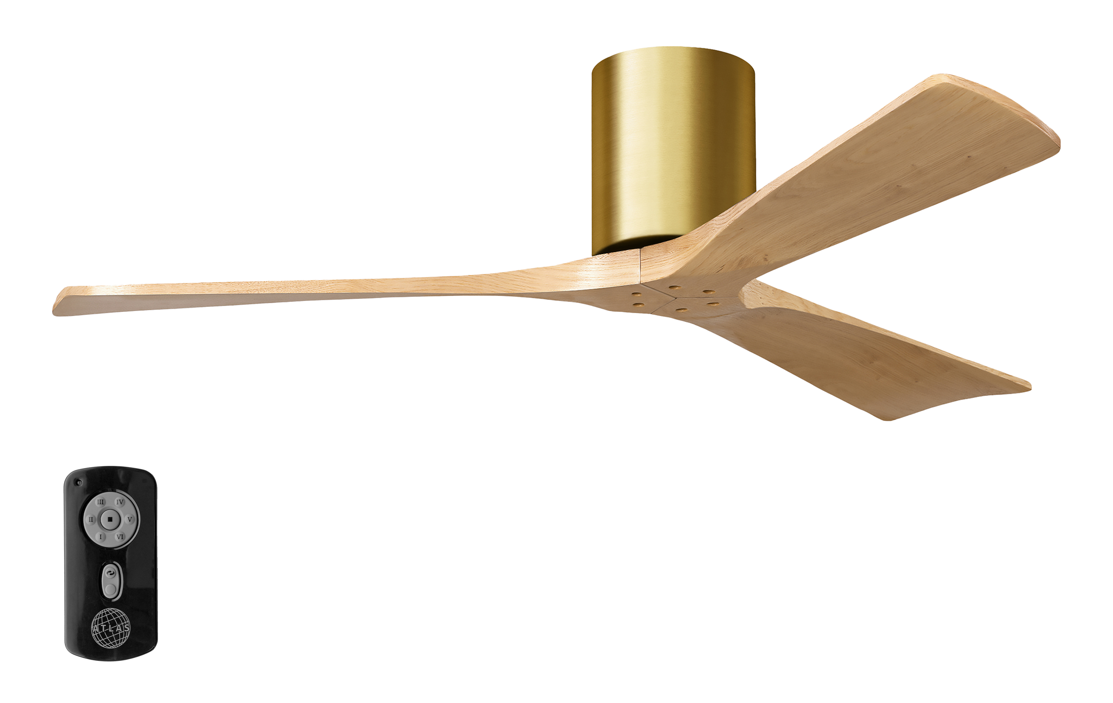 Matthews Fan Company IR3H-BRBR-LM-52 Irene 52" Brushed Brass Hugger ...