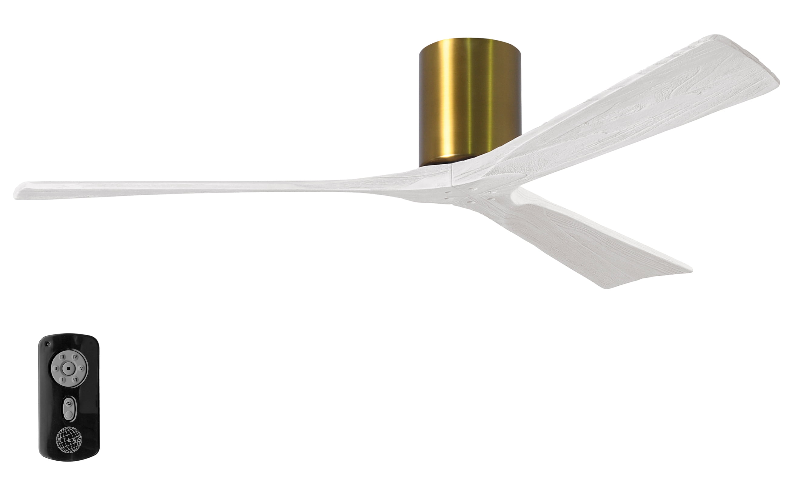 Matthews Fan Company IR3H-BRBR-MWH-60 Irene 60" Brushed Brass Hugger ...