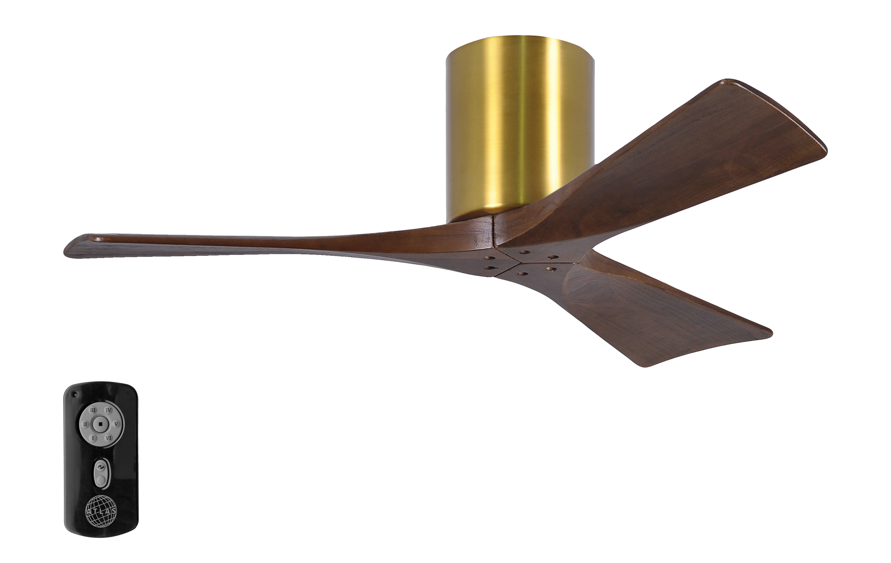 Matthews Fan Company IR3H-BRBR-WA-42 Irene 42" Brushed Brass Hugger ...