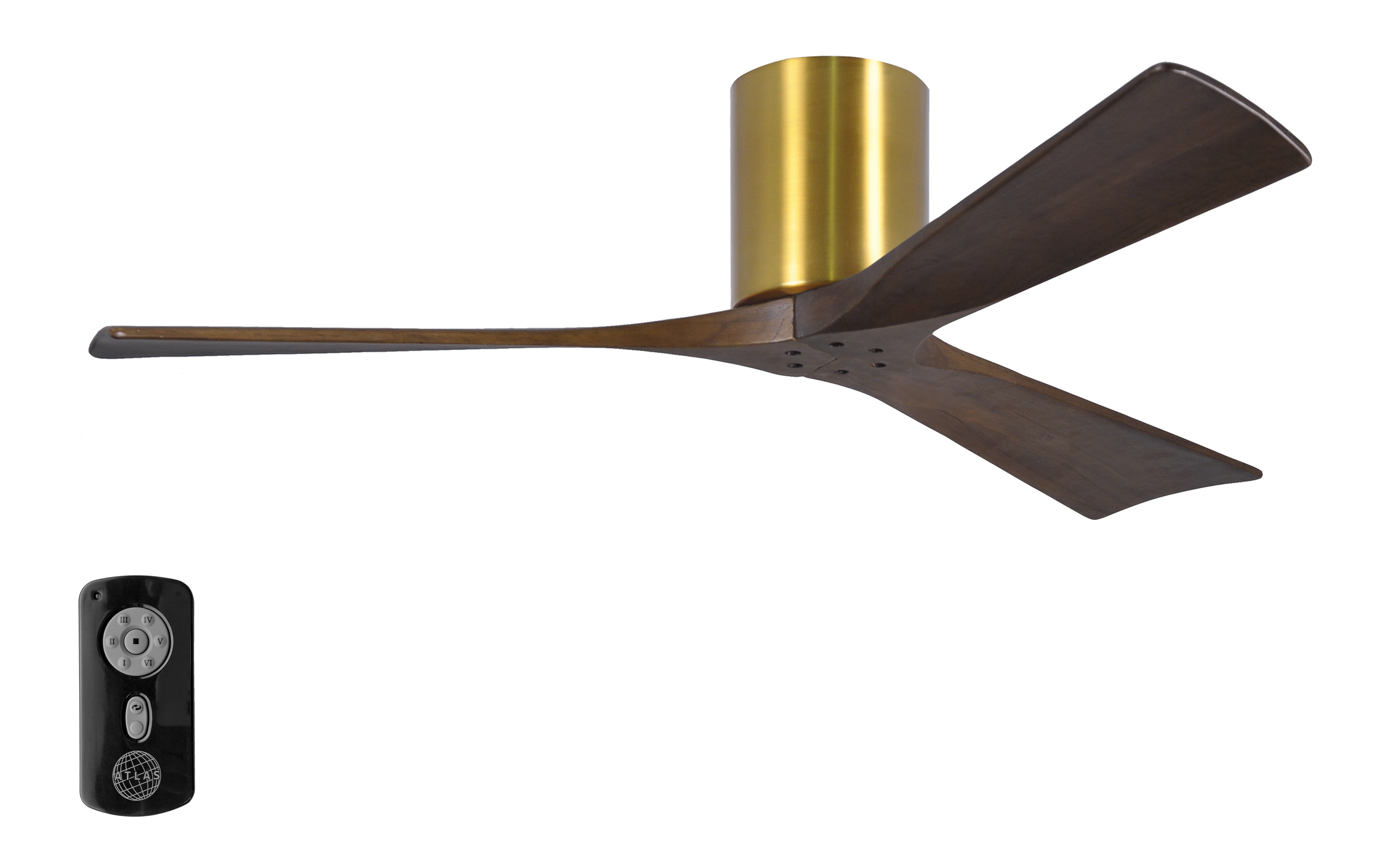 Matthews Fan Company IR3H-BRBR-WA-52 Irene 52" Brushed Brass Hugger ...