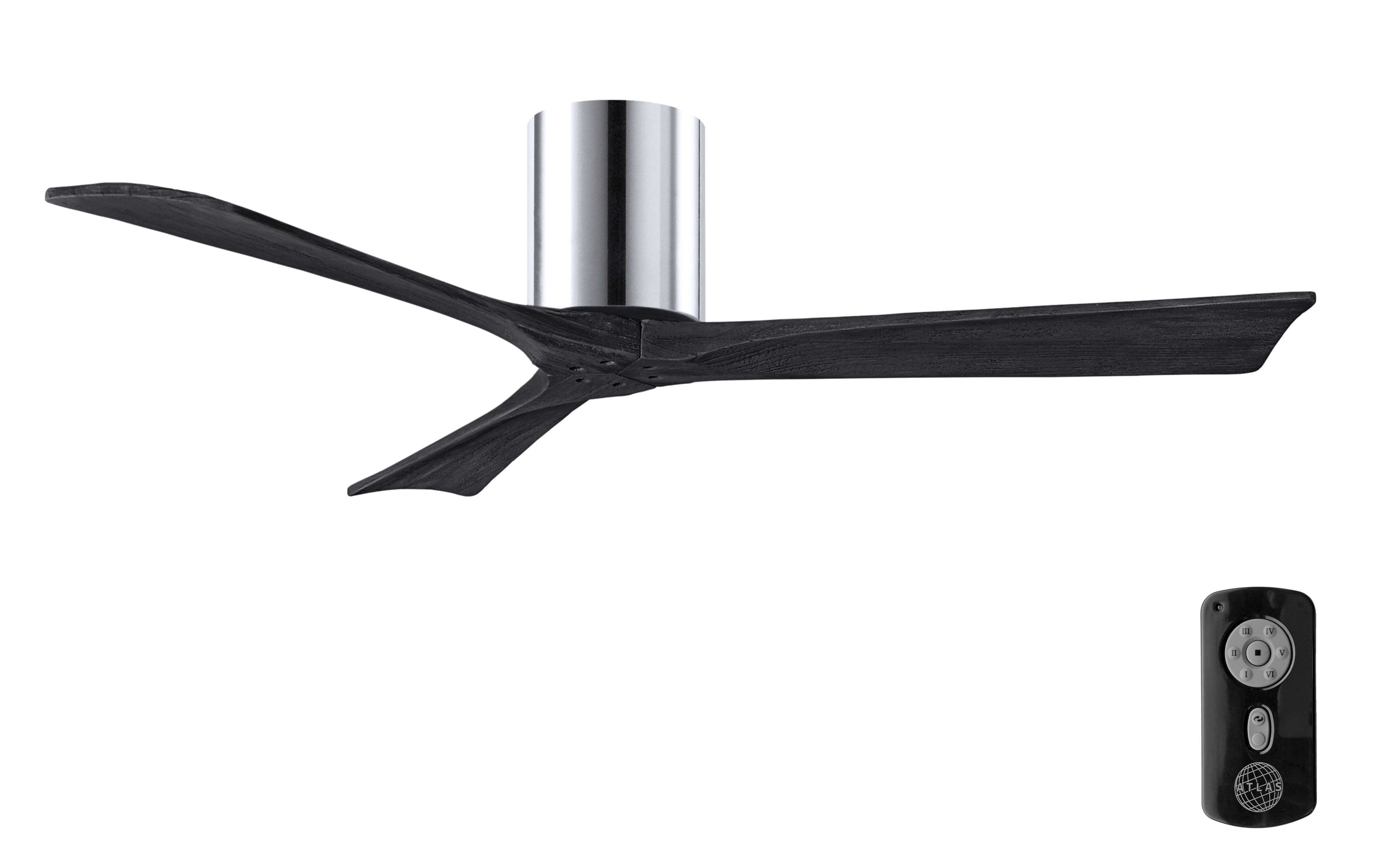 Matthews Fan Company IR3H-CR-BK-52 Irene 52" Polished Chrome Hugger ...