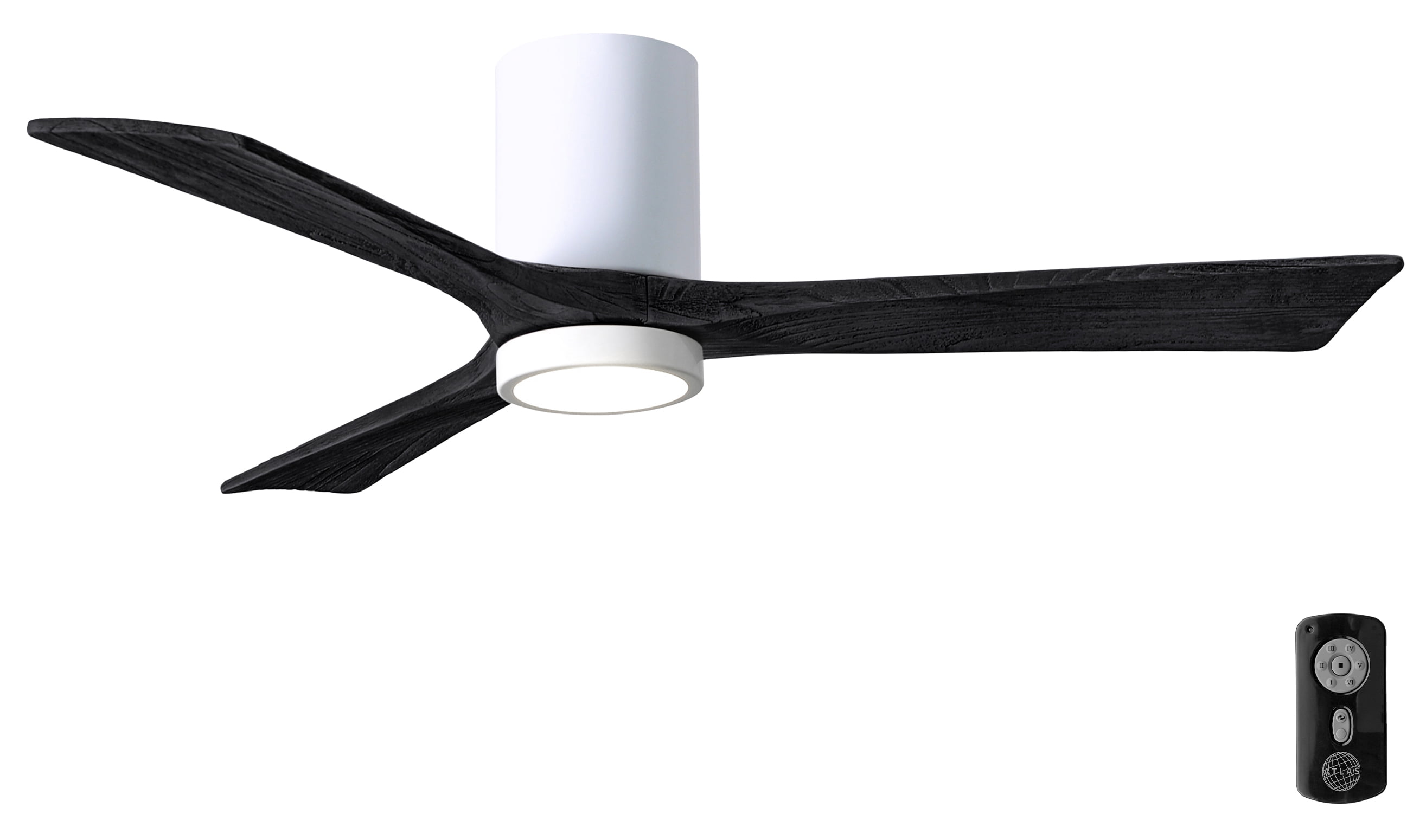 Matthews Fan Company IR3HLK-WH-BK-52 Irene 52" Gloss White Hugger ...