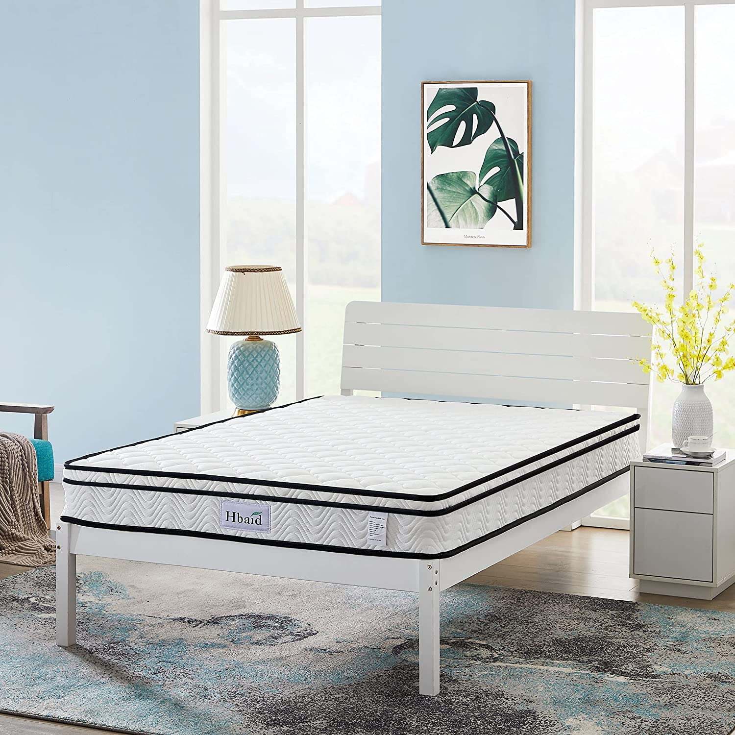 Mattress, 8 Inch Memory Foam and Innerspring Hybrid Medium-Firm Feel ...