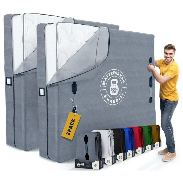Mattress Bags for Moving with 8 Handles Extra Thick Mattress Bag for Moving Reusable Mattress Storage Bag Mattress Cover for Moving with Zipper Moving Mattress Bag Protector Queen 2 Pack Walmart