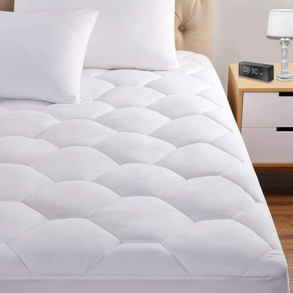 Mattress Pad, 8-21" Deep Pocket Protector Soft Quilted Fitted Topper ...
