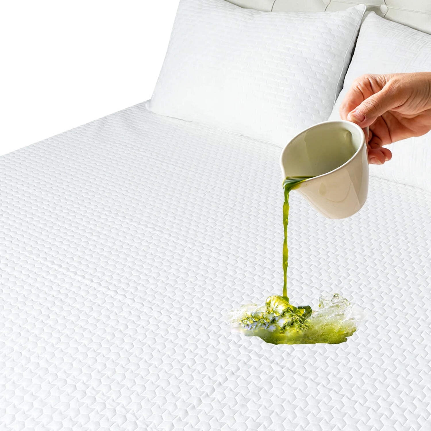 Mattress Protector Waterproof Fitted Sheet Soft Breathable Polyester ...