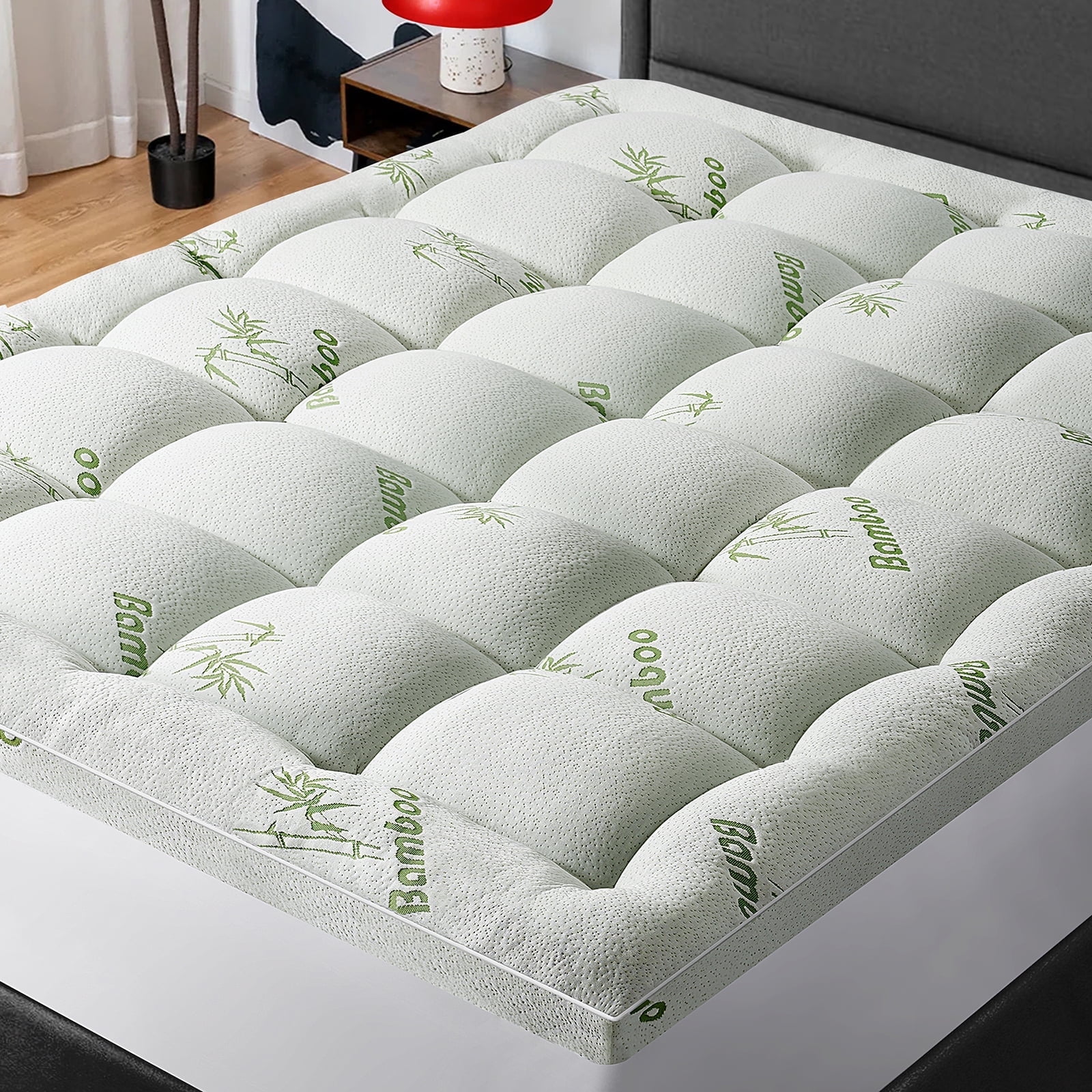 "PATSBA California King Pillow Top Mattress Pad, Supportive Bamboo ...