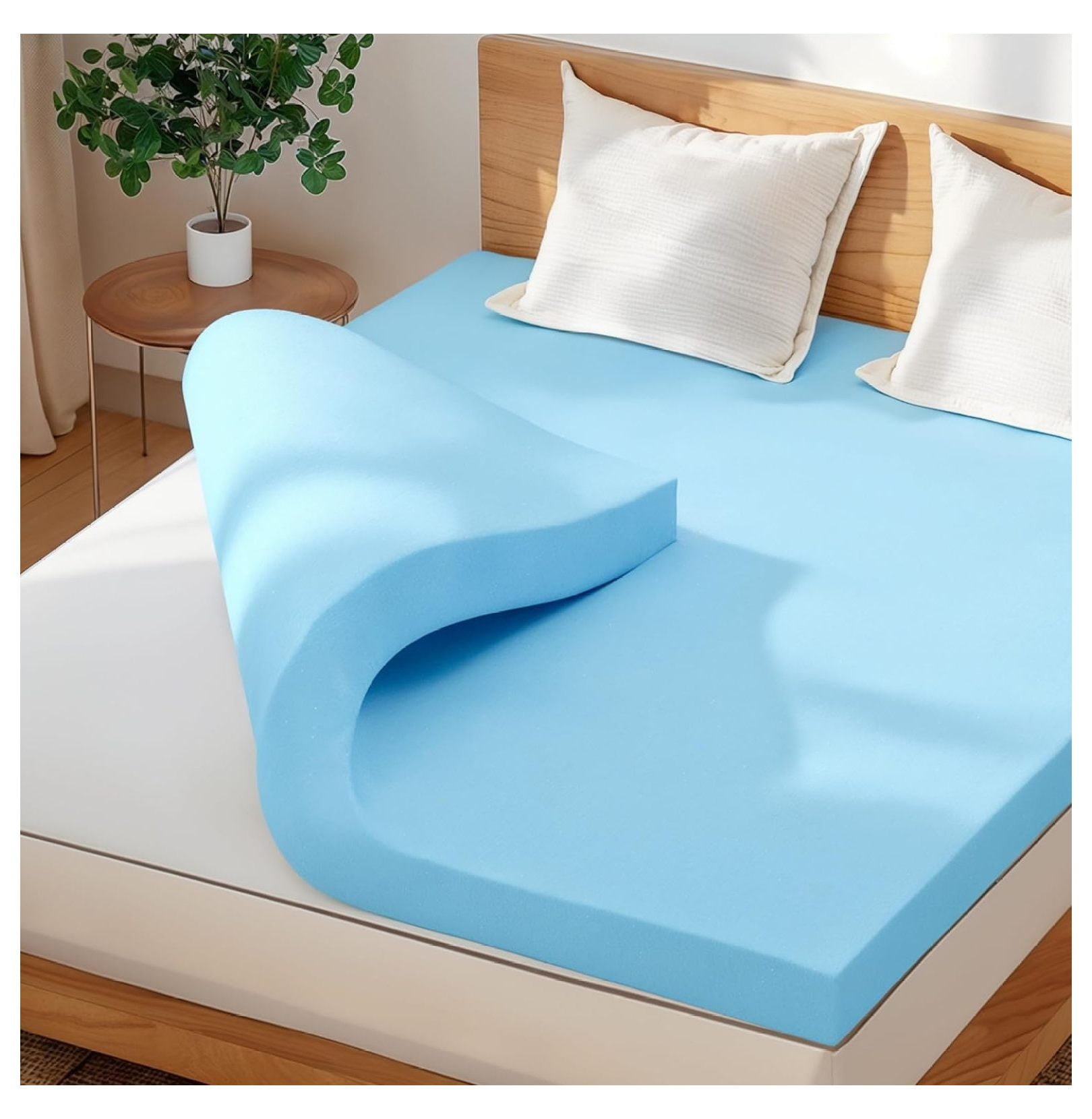 Mattress Topper Full, 4 Inch Memory Foam Mattress Topper, Cooling Gel ...