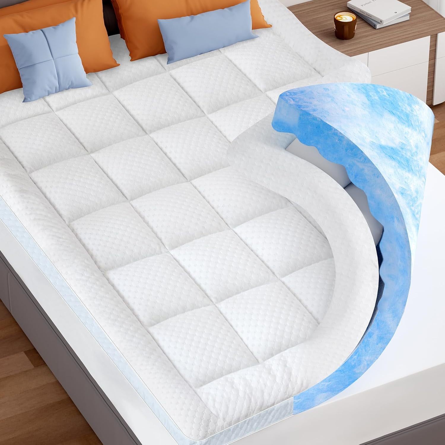 Mattress Topper Full with Dual Layer 3 Inch Memory Foam, 2 Inch Cooling ...