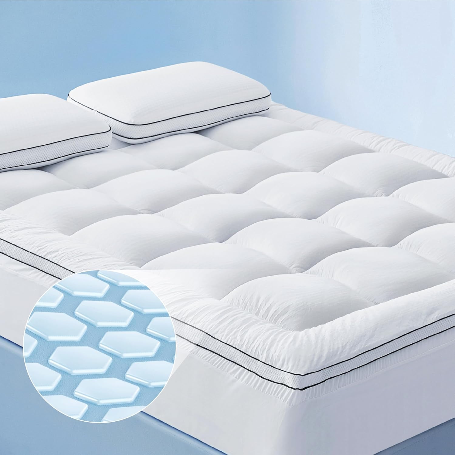 Mattress Topper Full Size, Cooling Pillow Top Full Mattress Pad, Extra ...