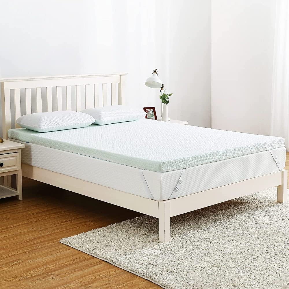 Mattress Topper, Green Tea Memory Foam Mattress Topper with Zippered ...
