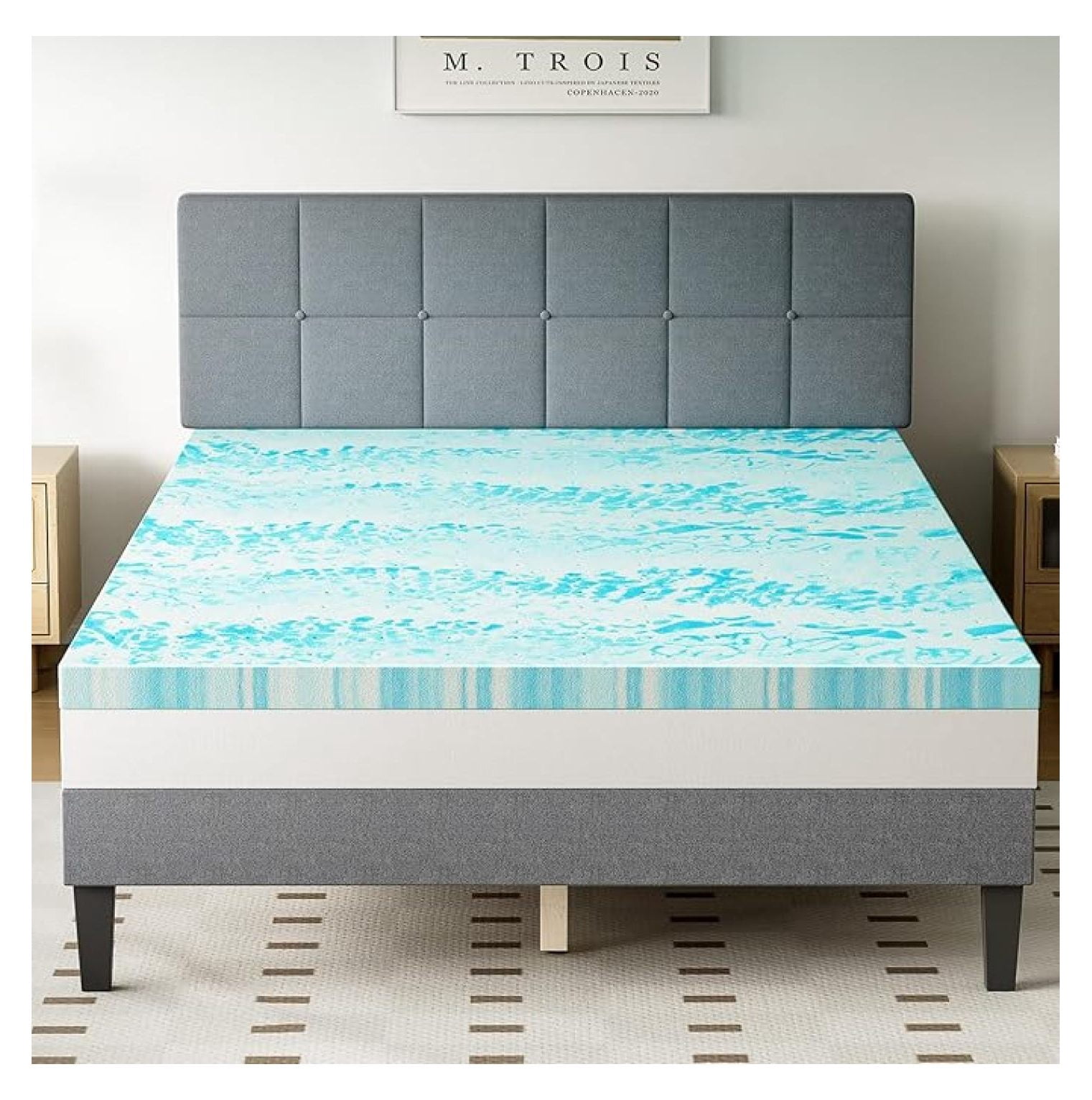 Mattress Topper King, 2 Inch Thick Memory Foam Gel Infused Cooling ...