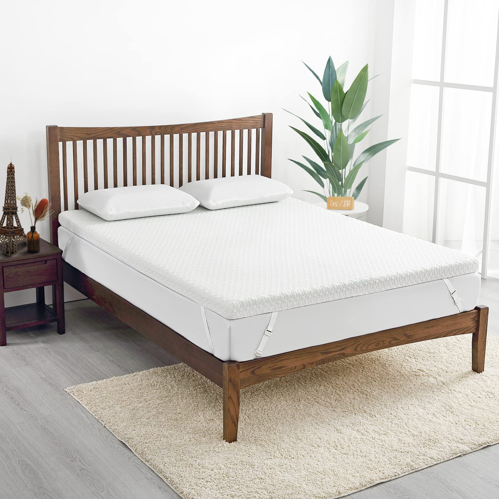 Mattress Topper,Medium Firm Memory Foam Egg Crate Foam with Bamboo ...