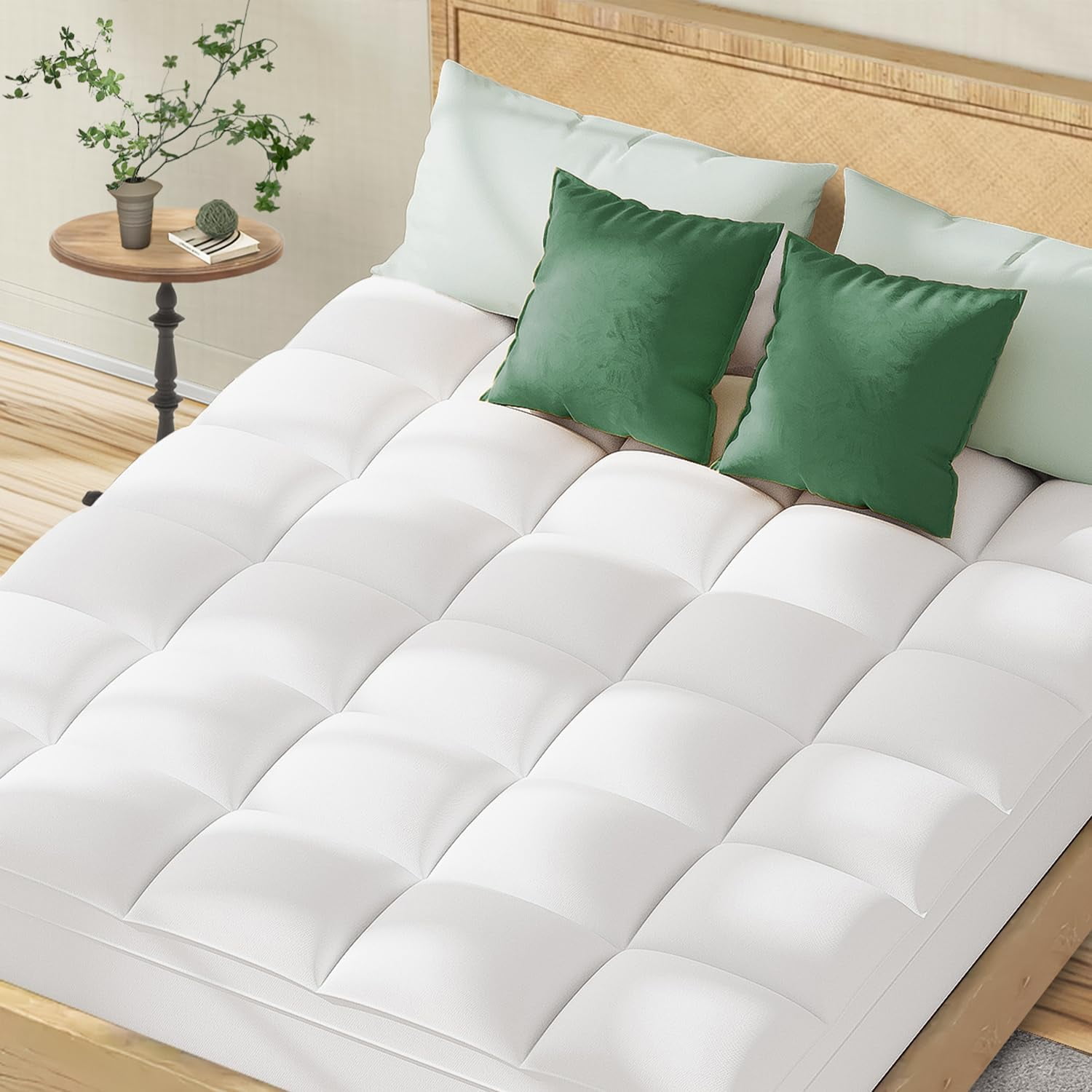 Mattress Topper Short Queen for Back Pain, Extra Thick Pillow Top ...