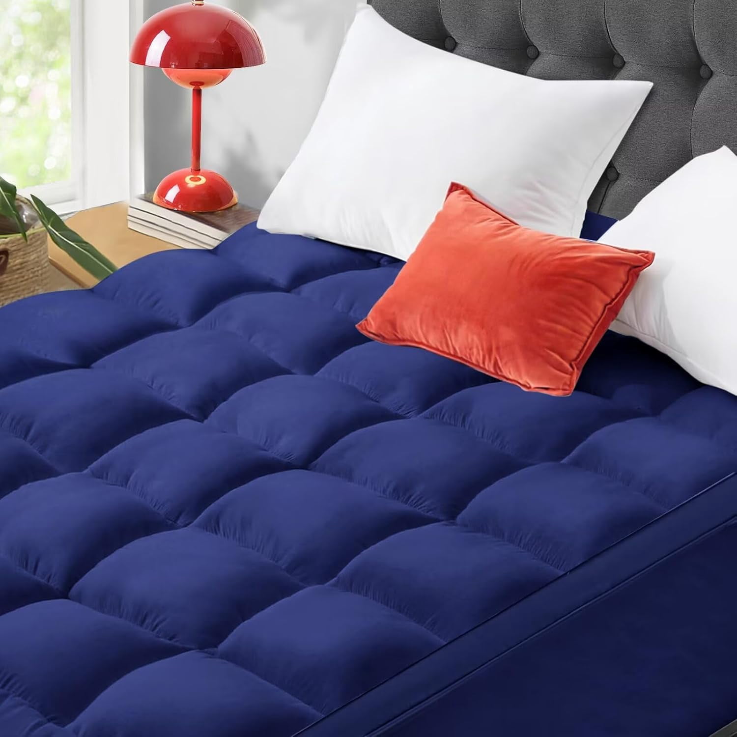 Mattress Topper Short Queen Size, PillowTop Mattress Pad Cover for Bed ...