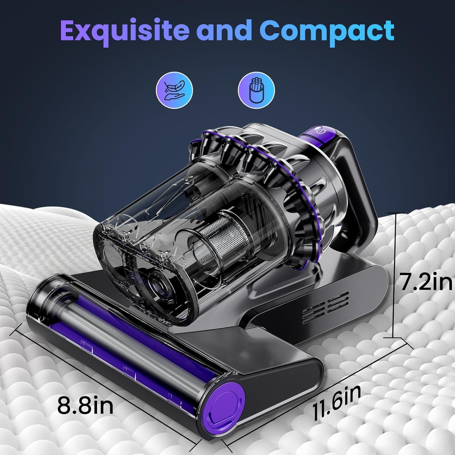 Mattress Vacuum, Corded Electric Handheld Vacuum Cleaner with -C Light ...