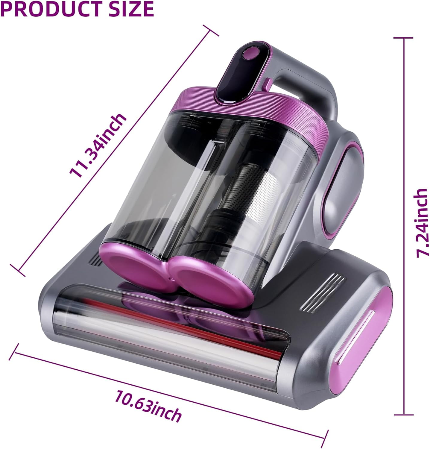 Mattress Vacuum Cordless with 16Kpa Suction & HEPA Dust Cups, 253.7nm ...