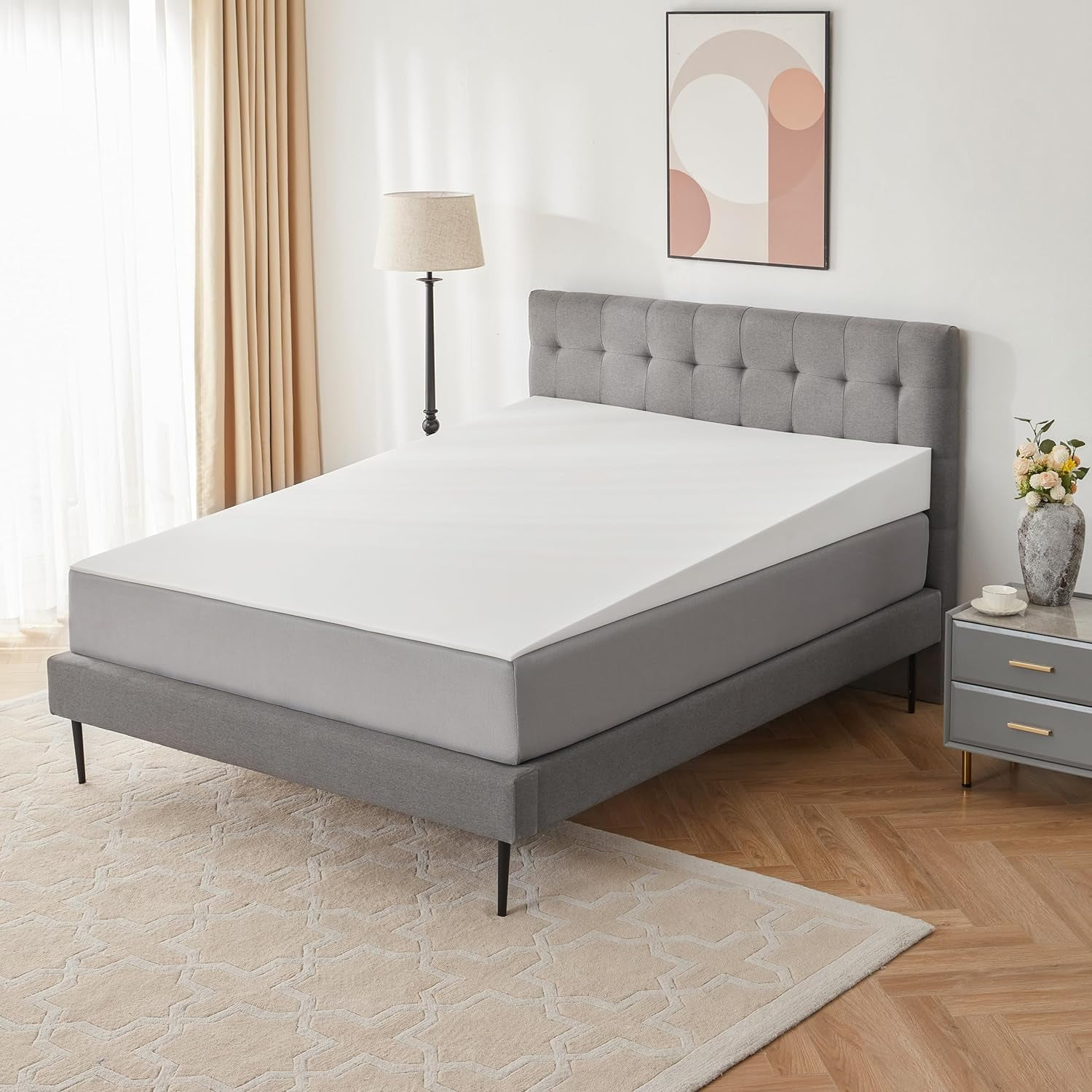 Mattress Wedge Only, 7-Inch Queen Inclined Bed Wedge Mattress Topper ...