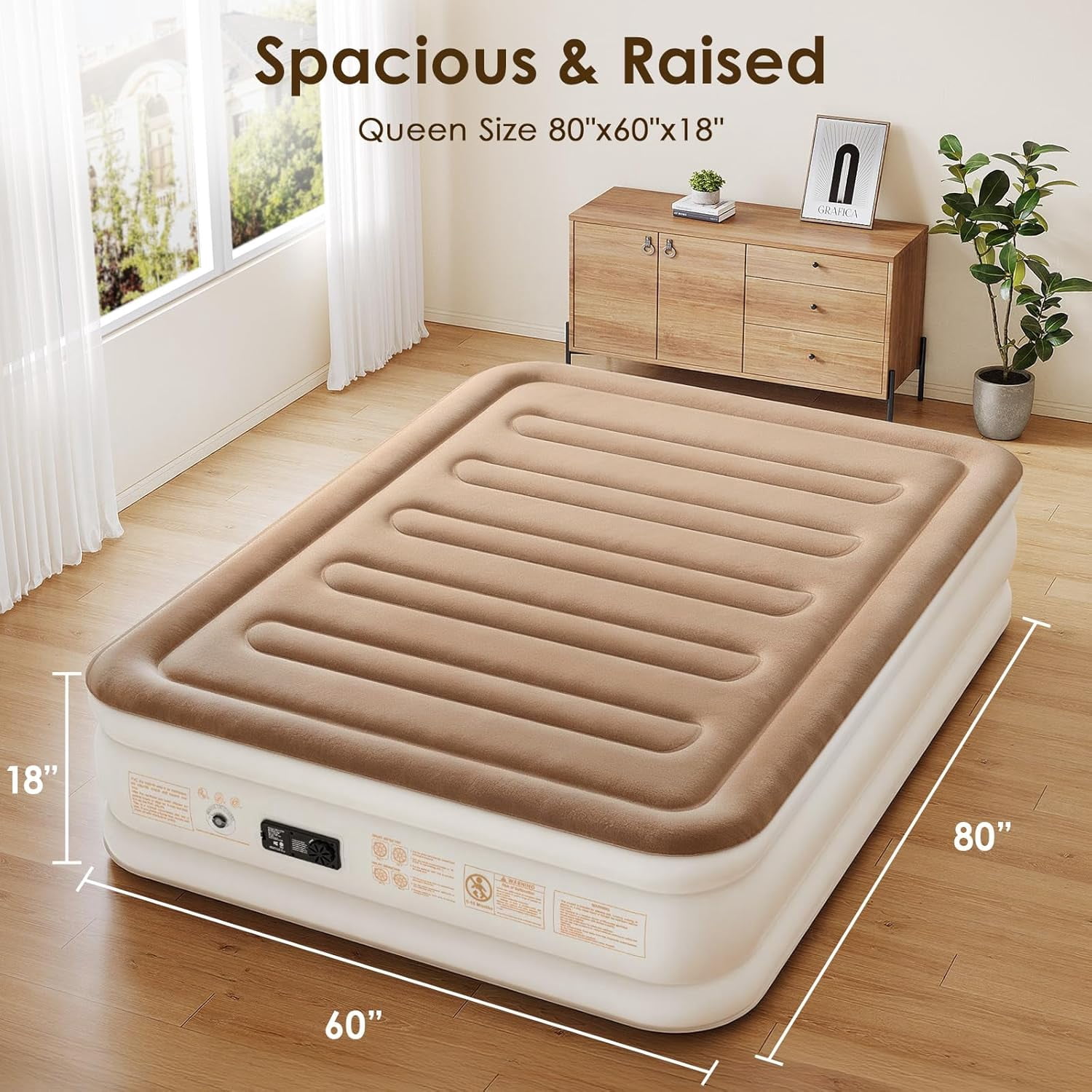 Mattress with Built-in Pump - 18 Raised Inflatable Bed for Guests ...
