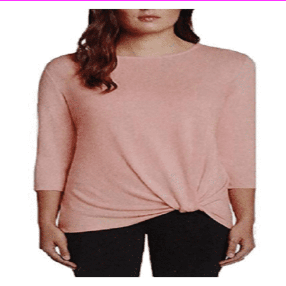 Matty M Ladies' Crew Neck Long Sleeves Knot Top M/Petal - Walmart.com