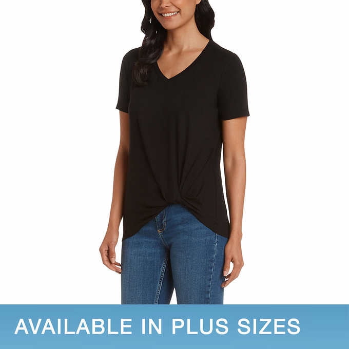 Matty M Ladies' Twist Knot Top Size: L, Color: Black - Walmart.com
