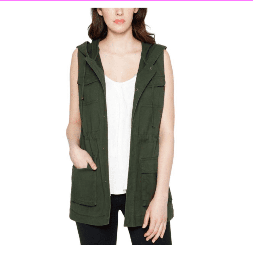 Matty M Women Adjustable Waist 2-front Pockets Hooded Utility Vest L ...