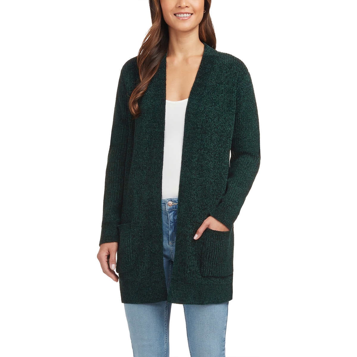 Matty M Women's Chenille Cardigan Sweater (Hunter, XL) - Walmart.com