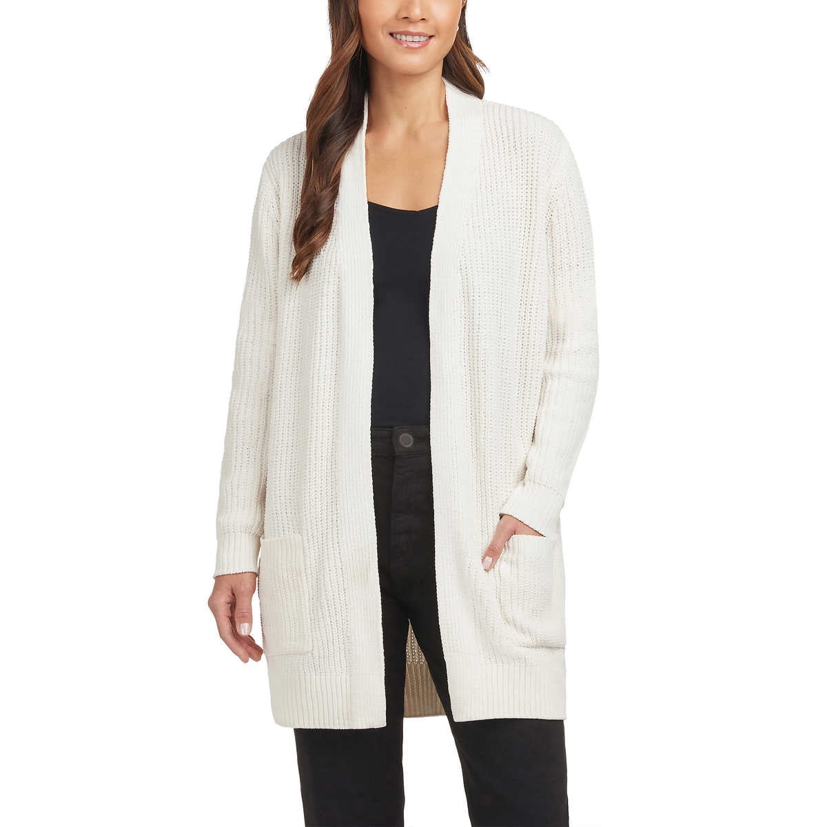 Matty M Women's Chenille Cardigan Sweater (Ivory, Small) - Walmart.com
