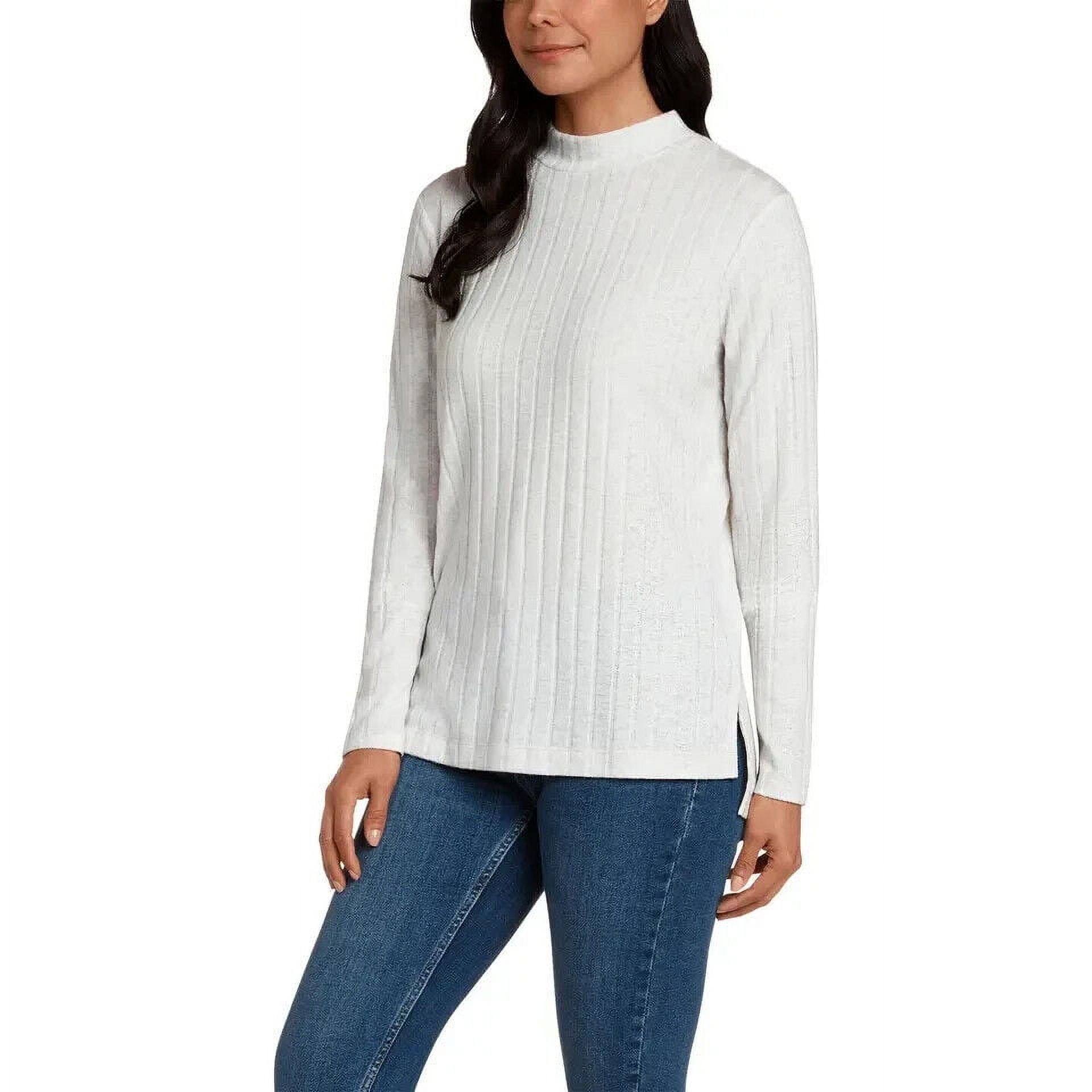 Matty M Women's Mock Neck Brushed Ribbed Knit Sweater Tunic Top (Gray ...