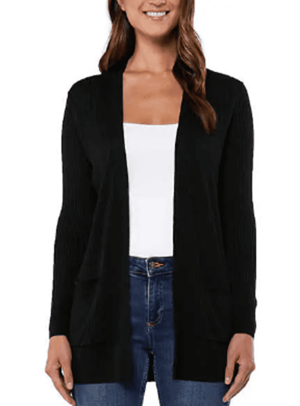 Matty M Women's Ribbed Summer Cardigan ( Black, Medium) - Walmart.com