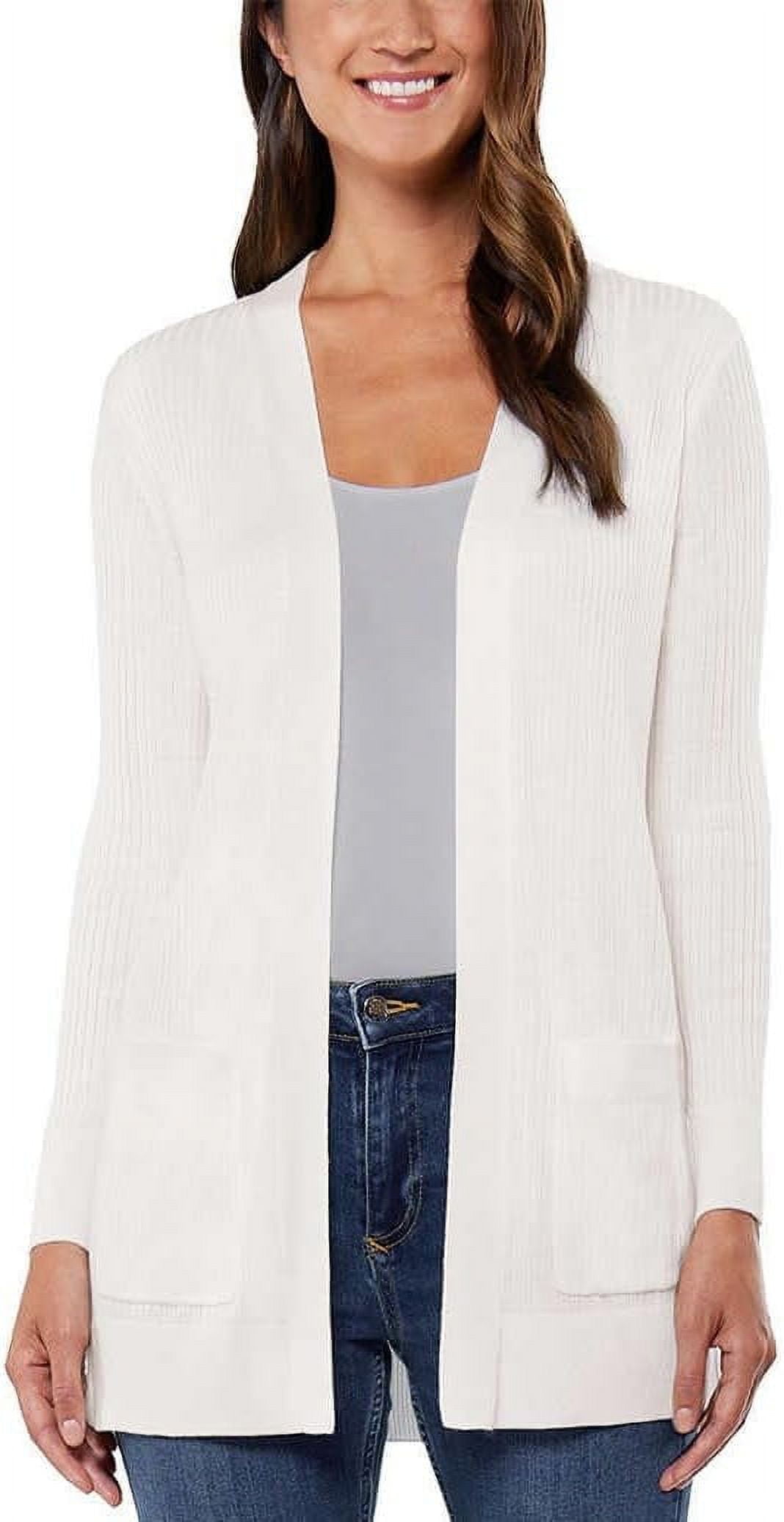 Matty M Women's Ribbed Thin Soft The Summer Cardigan, Vellum White ...