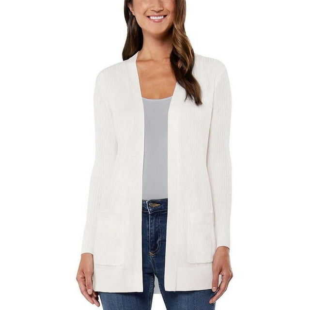 Matty M Women's Ribbed Thin Soft The Summer Cardigan, Vellum White ...