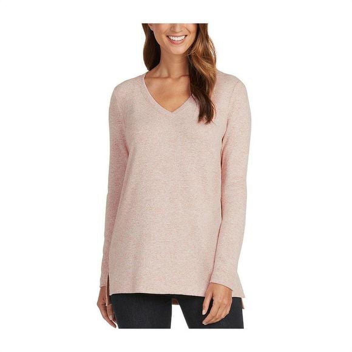 Matty M Womens V-Neck Tunic Top,Heather Blush,Large - Walmart.com