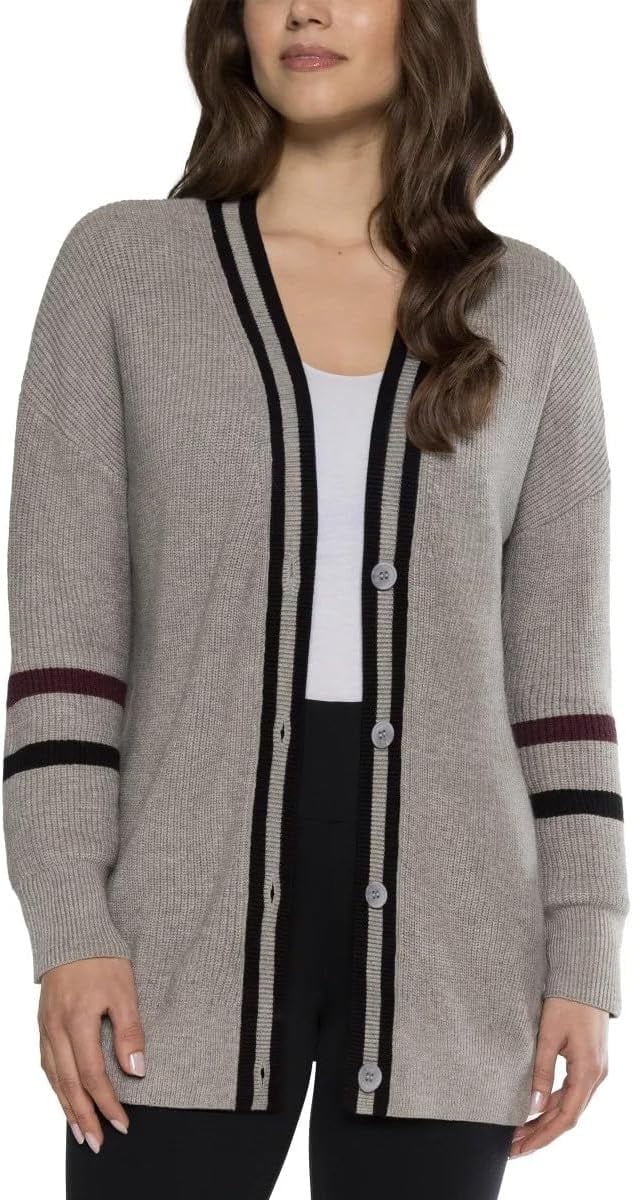Matty M Womens Varsity Cardigan Sweater (Gray, X-Large) - Walmart.com