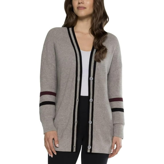 Matty M Womens Varsity Cardigan Sweater (Gray, X-Large) - Walmart.com