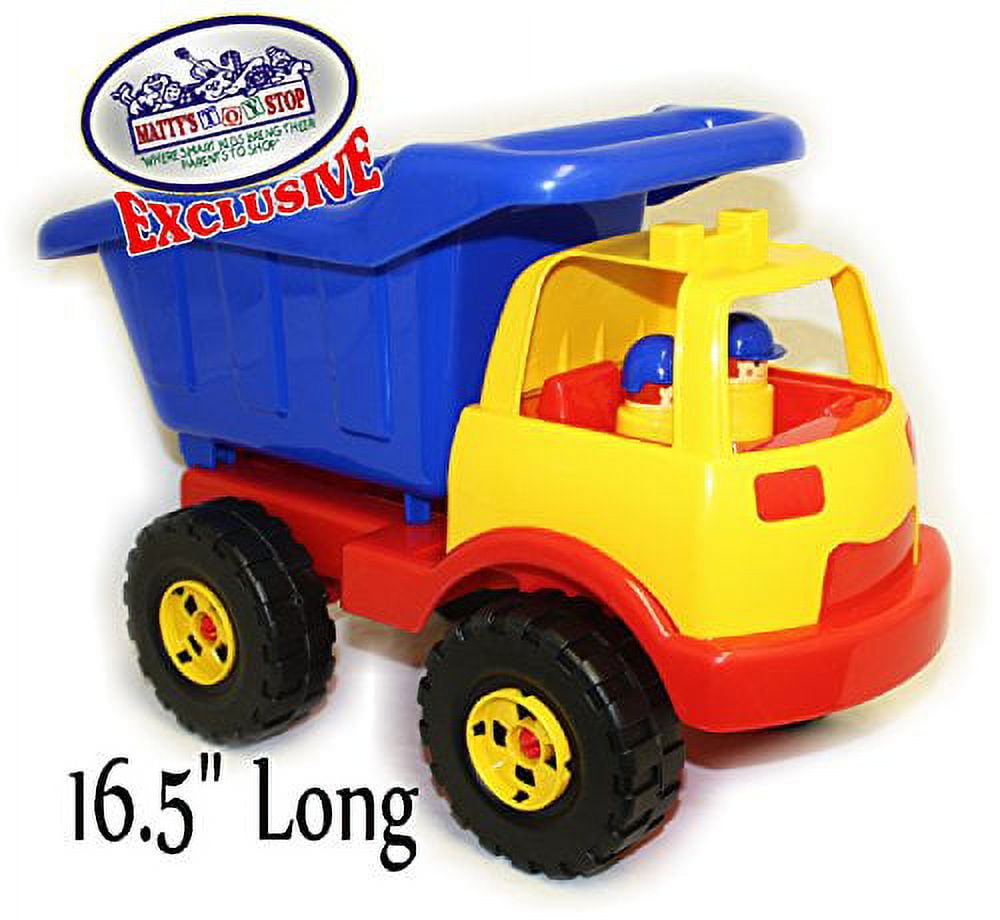 Matty's Toy Stop Large Red, Blue & Yellow Plastic Dump Truck (Measures ...