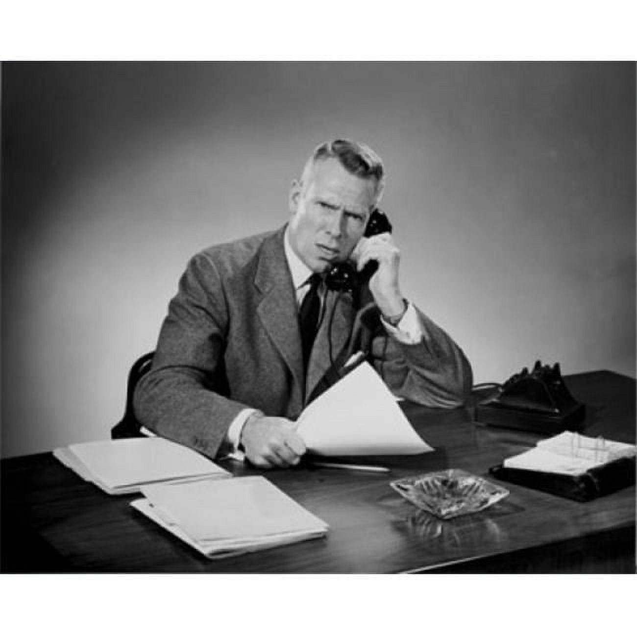 Mature Businessman Arguing on Telephone Poster Print - 18 x 24 in ...