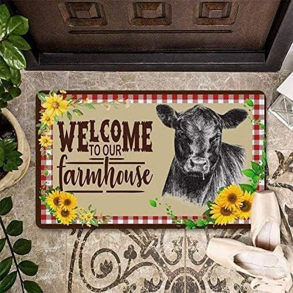 Mature Cow Doormat Kitchen Home Decor Welcome to Our Farmhouse Welcome ...