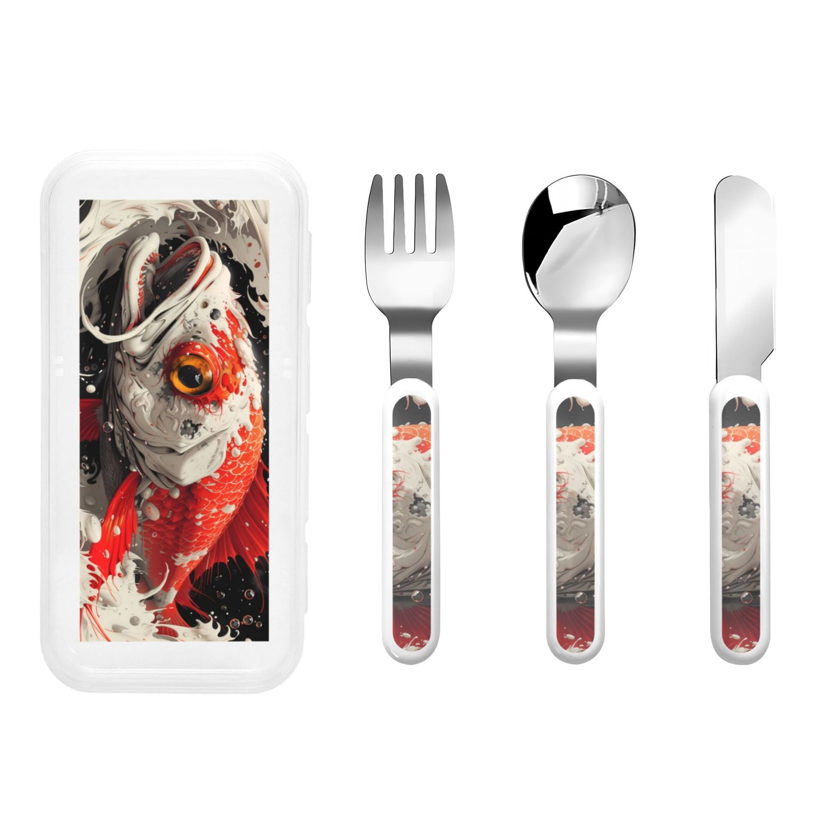 Matuu Abstract Red Koi Fish Art for Stainless Steel Kids Cutlery and ...