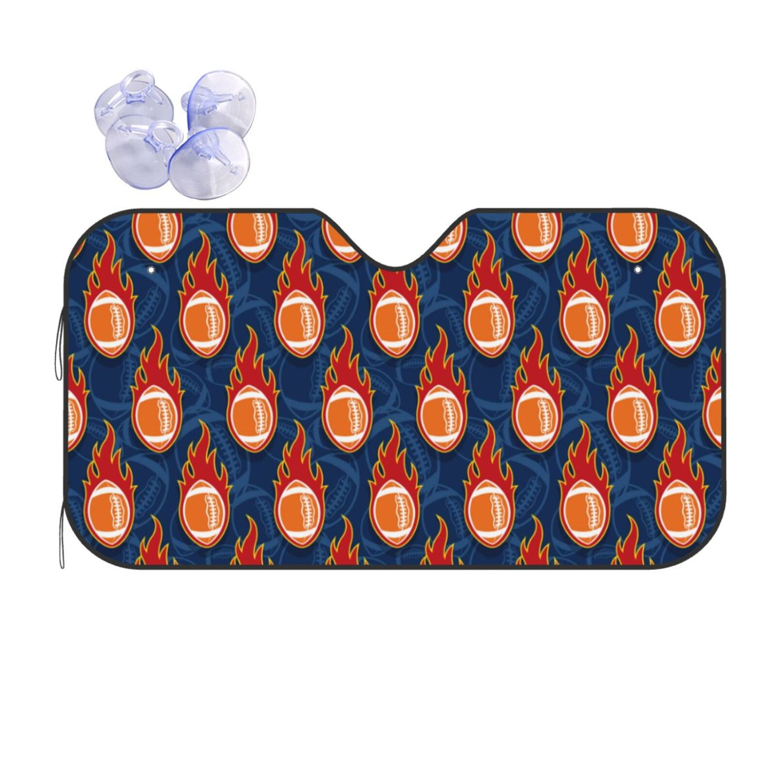 Matuu American Football and Fire Flames Print Foldable Front Window Car ...