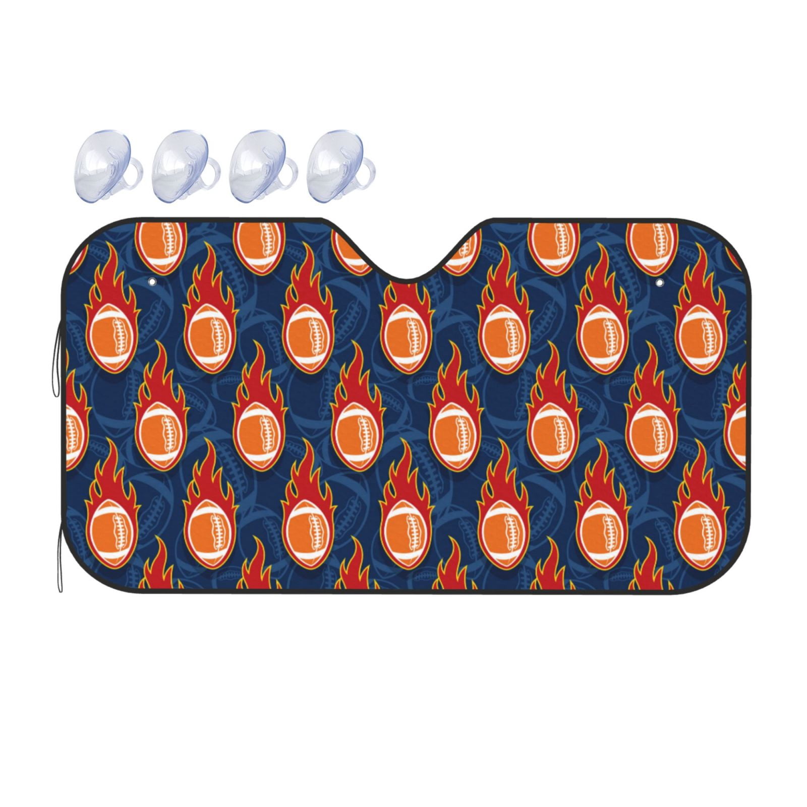 Matuu American Football and Fire Flames Print Foldable Front Window Car ...