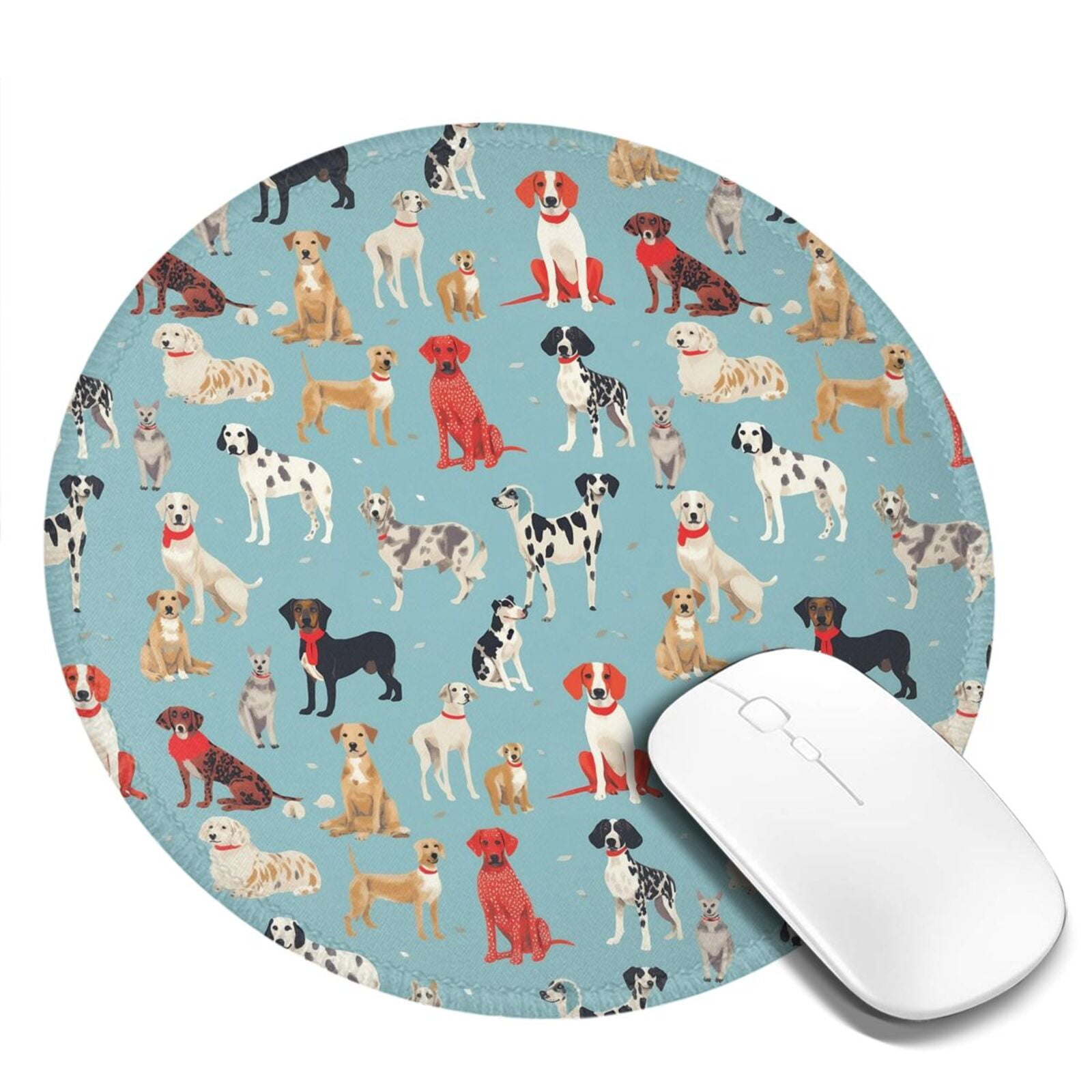 Matuu Animal Dog Printed Round Mouse Pad, Non-Slip Ergonomic Mouse Pad ...