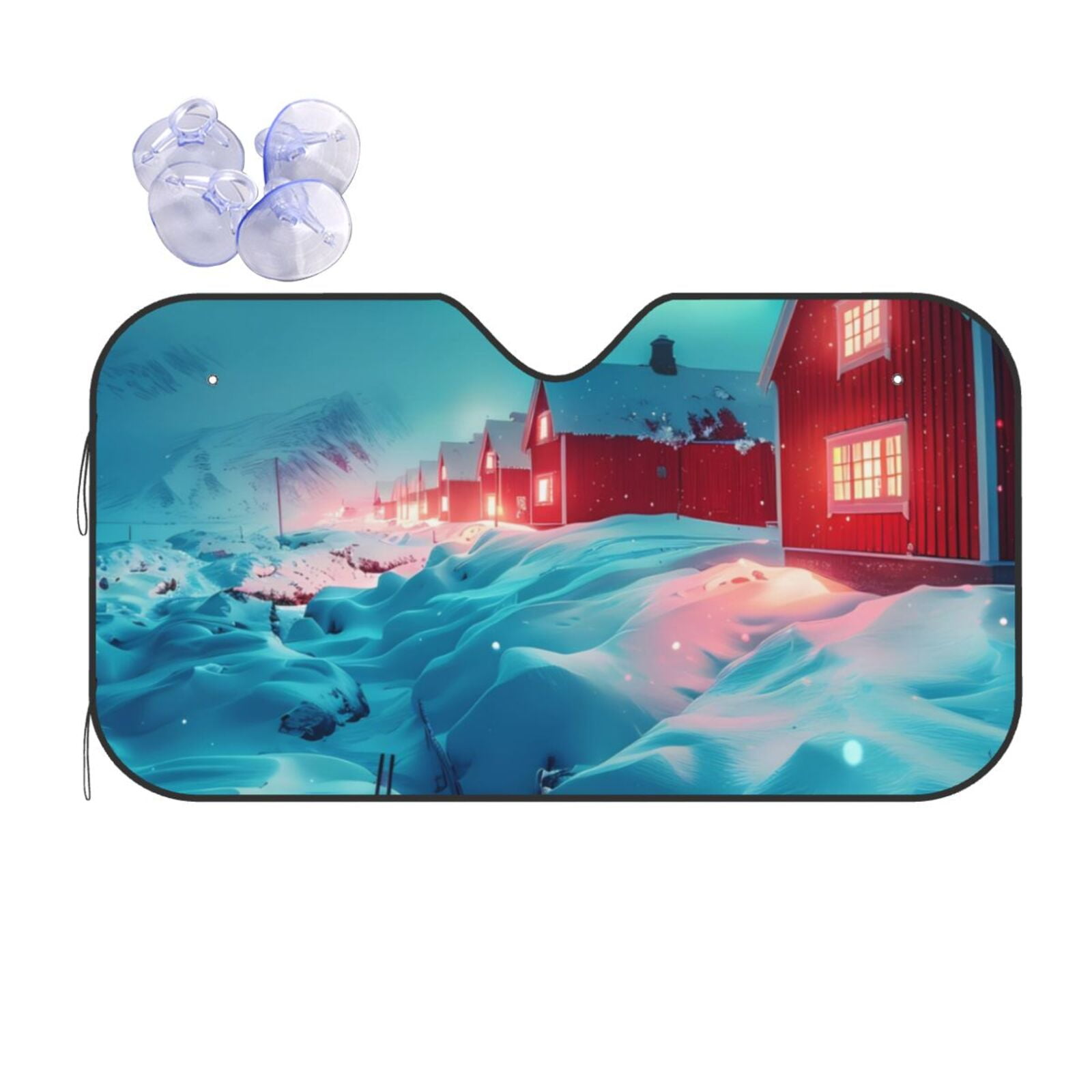 Matuu Aurora Borealis Village Print Foldable Front Window Car ...